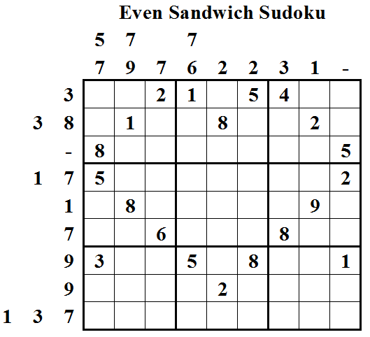 Even Sandwich Sudoku Daily Sudoku League 6
